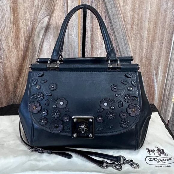 Coach | Bags | Coach Leather Willow Floral Appliqu Drifter Satchel Top ...